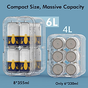 CALEN Mini Fridge with 2 Bottles, 6L/8 Cans Mini Fridge for Bedroom, Skincare Fridge 110V AC/12V DC Small Refrigerator for Food, Beverages, Cosmetics, Portable Mini Refrigerator for Office, Dorm, Car