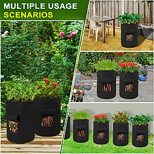 SORANGEUN 2-Pack 15-Gallon Grow Bags with 2 Flaps and Reinforced Handles,Non-Woven Potato Grow Bags, Heavy-Duty Thickened Aeration Fabric Pots for Potatoes, Tomatoes, Flowers, and Vegetables