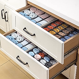 4 Pack Sock Underwear Organizer Drawer Dividers, 88 Cell Foldable Fabric Dresser Closet Organizers Bins, Bedroom Cabinet Organization and Storage Box for Socks, Underwear, Panty, Ornament, Ties