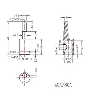 Pair (2) of Car Audio 4 Gauge to 8 Gauge Amp Input Gold Reducers