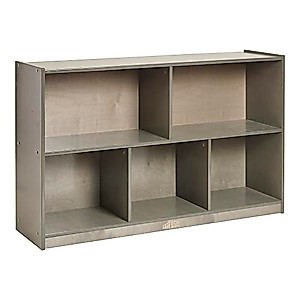 ECR4Kids 5-Compartment Mobile Storage Cabinet, 30in, Classroom Furniture, Grey Wash