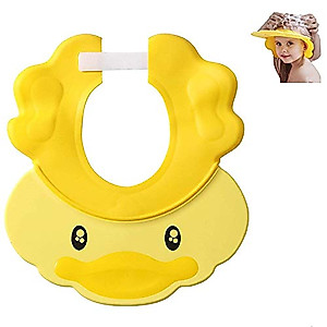 Baby Shower Cap for Kids Bath Visor Adjustable Toddler Shower Cap Multi-Purpose Bathing Cap for Protect Infants Toddler Eyes Ears (Yellow