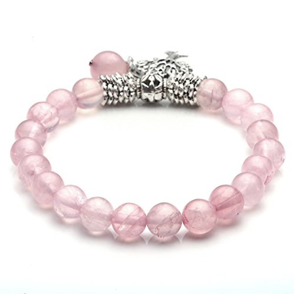 Top Plaza Stretch Rose Quartz Tree of Life Lucky Stone Bracelet Reiki Healing Crystal Gemstone Dangle Charms Pendant Birthstone Bracelet(6.2") Mothers Day Mom Gifts Bracelets