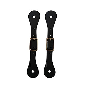 N/A 1 Pair of Equestrian Equipment Sports Riding Accessories Alloy Buckle Adjustable Thick Leather Spur Strap (Color : Black)