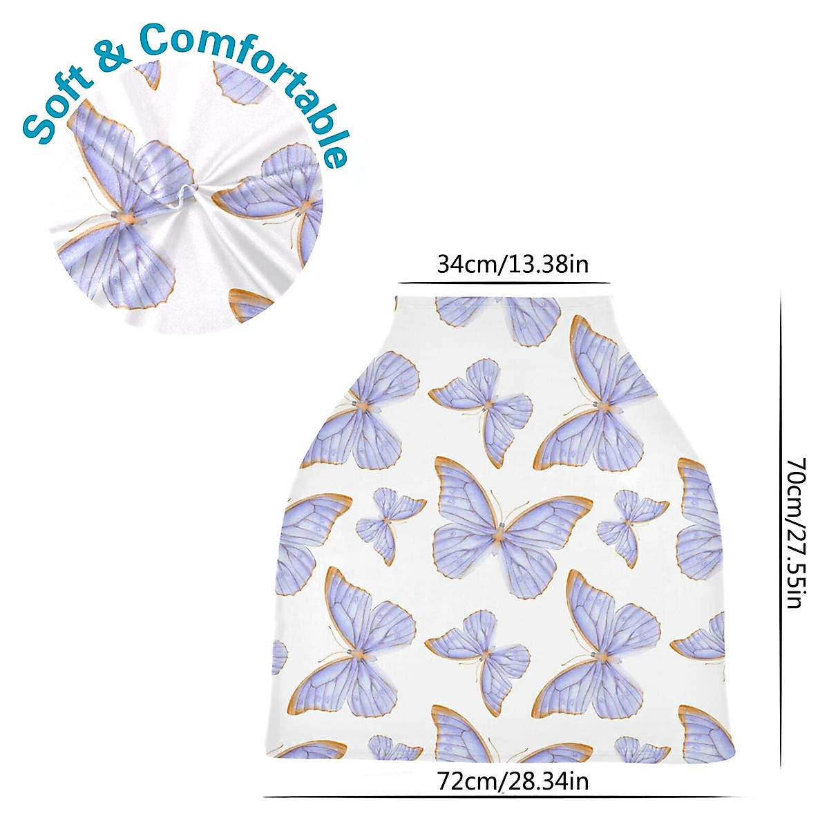 Nursing Cover Breastfeeding Scarf Purple Butterflies- Baby Car Seat Covers, Stroller Cover, Carseat Canopy(6te0j)