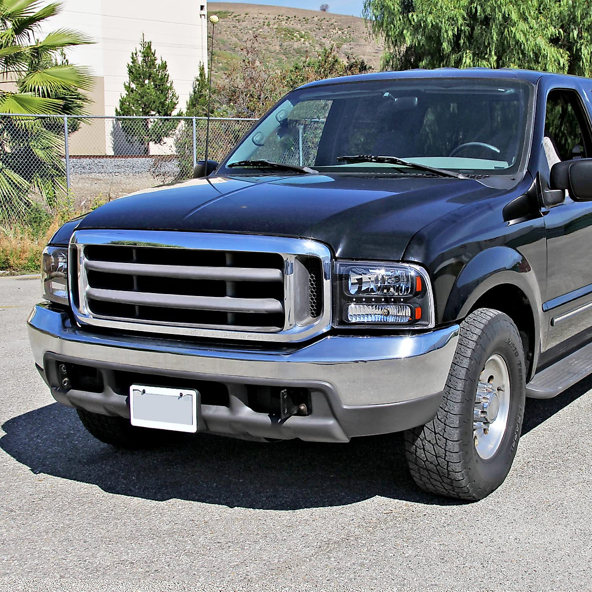 SPEC-D TUNING 1Pc Black Clear Led Headlights Compatible with 1999-2004 Ford F250 F350 F450 Super Duty, 2000-2004 Ford Excursion, L+R Pair Head Light Lamp Assembly