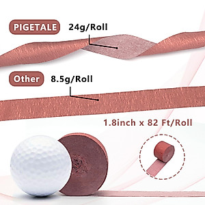 PIGETALE Crepe Paper Streamers 4 Rolls 328ft, Pack of Metallic Rose Gold, Pink, Dusty Pink Party Streamers for Birthday Wedding Bachelorette Baby Bridal Shower Party Decorations (1.8Inch x 82Ft/Roll)