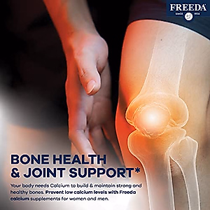 Freeda Calcium Citrate - Kosher Vegan Calcium Supplement for Women & Men - Bone Health & Joint Support - Calcium 1000mg per serving - Calcium Citrate 1000mg Tablets Calcium without Vitamin D (250 Ct)