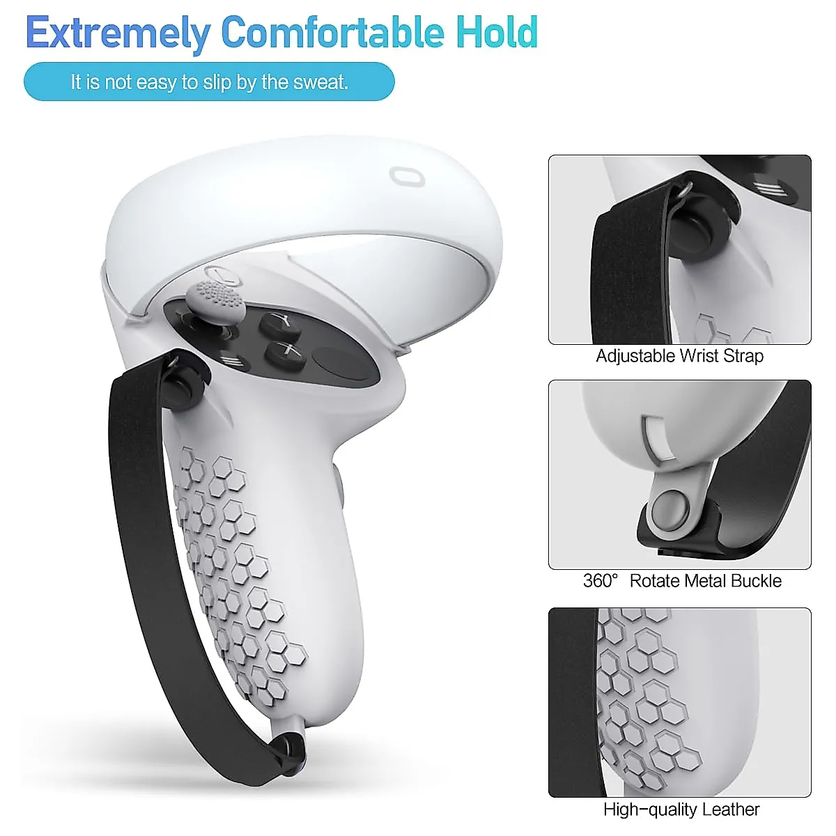 AMZDM Controller Grip for Oculus Meta Quest 2 Accessories Grips Cover for VR Touch Controllers Covers Protector with Non-Slip Joystick Covers 1Pair (Gray)