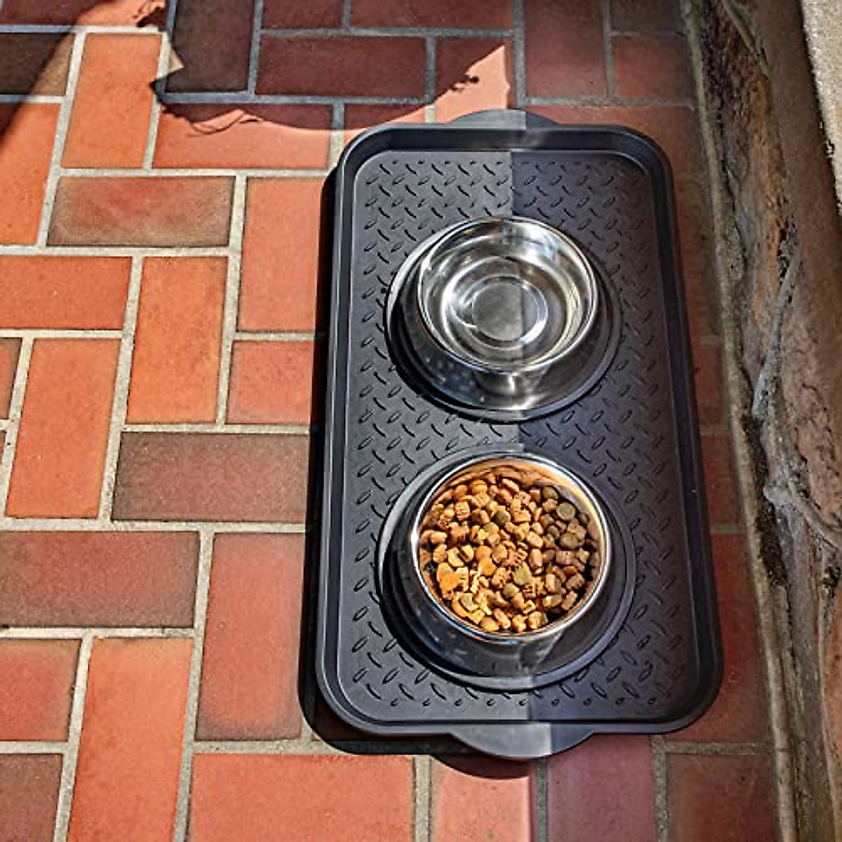 Mohawk Home Boot Tray All Weather Waterproof Mat for Entryway, Shoes, Pet Food Tray, Garden, Indoor Outdoor Black Plastic 1'3"x2'5"