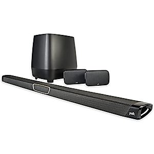 Polk Audio MagniFi Max SR Home Theater Surround Sound Bar, Works with 4K & HD TVs, HDMI, Optical Cables, Wireless Subwoofer & Two Speakers Included (Discontinued by Manufacturer)