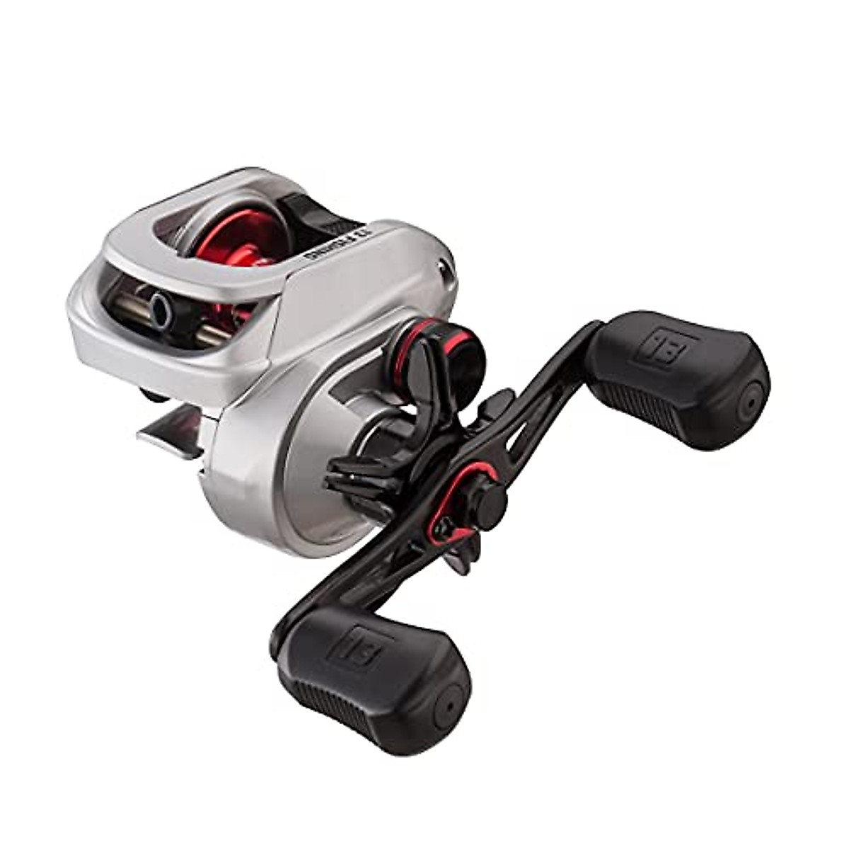 13 FISHING - Origin F1 Baitcast Reel - 6.6:1 Gear Ratio - Left Hand Retrieve (100 Size) (Fresh) - OF1-6.6-LH,Silver/Black/Red