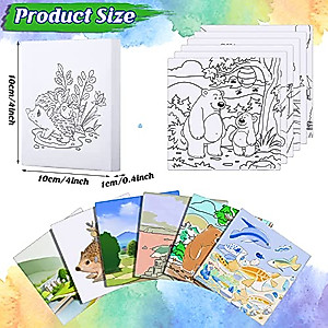 12 Pcs Pre Printed Stretched Canvas Stenciled Painting Canvas Panels Painting Canvas with Pictures to Paint 4 x 4 Inches Pre Drawn Canvas Kids Canvas Painting Set for Beginners Kid Student