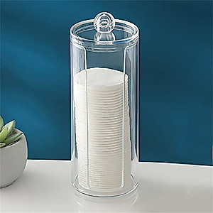 Cosmetic Cotton Pad Holder, Acrylic Clear Cotton Rounds Holder with Lid Cotton Pad Organizer Container Dispenser for Bathroom Vanity Countertop
