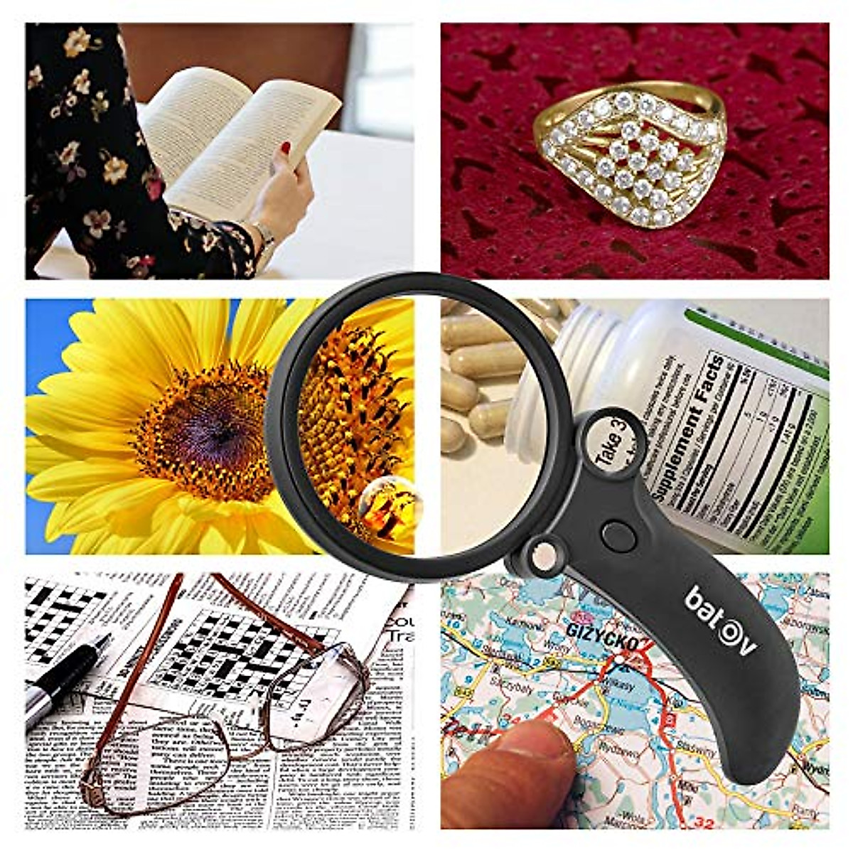 The multipurpose magnifier with light for professionals & collectors | 4 magnification modes | up to 55x magnification | scratch-resistant magnifying glass | for reading, coin, stamp & rock collecting