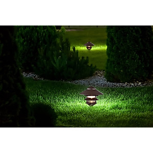 Nuvo SF76/637 One 2 Louver Hood Outdoor Pagoda Landscape Pathway Light, 3 Tier-Large, Old Bronze