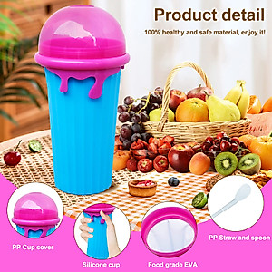 Slushy Cup, 2PCS 500ml Magic Slushy Maker Cup TIK TOK Quick Frozen Magic Cup Double Layers Slushie Cup Portable Quick Frozen Smoothies Squeeze Cooling Cup