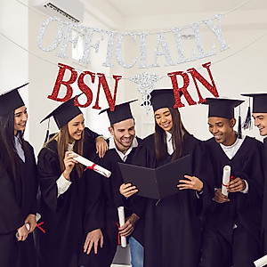 Red Glitter Officially BSN RN Banner, Class of 2023 BSN/Class of 2023 RN/Congrats Nurse, 2023 Nursing School Graduation Party Decorations