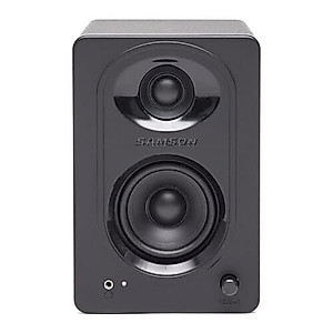 Samson SAM30 3-Inch Powered Studio Monitors Pair Featuring Polypropylene Woofer and 3/4-inch Silk-Dome Tweeter in MDF with Textured Vinyl Covering (Black)