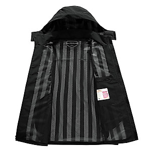 OTU Men's Lightweight Waterproof Hooded Rain Jacket Outdoor Raincoat Shell Jacket for Hiking Travel Black XL