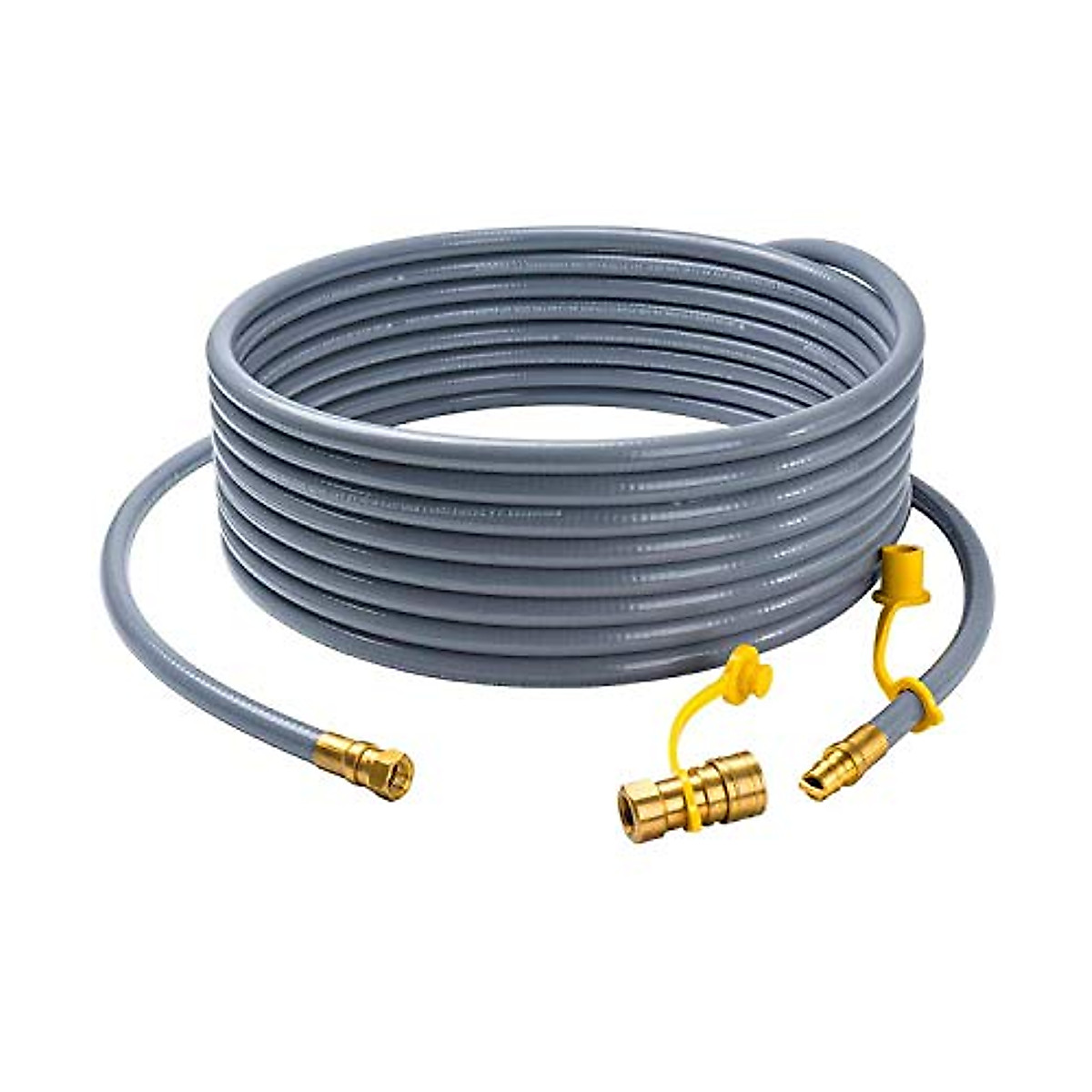 GASPRO 2 Pieces Grill Connectors & Hoses Accessories - 24 FT Natural Gas Hose with 3/8 Male Flare Quick Connect/Disconnect & 3/8 Inch Natural Gas Quick Connect Fittings for BBQ Gas Grill