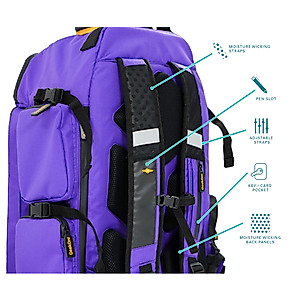 GeekOn Ultimate Boardgame Backpack - The Smartest Way to Carry Your Games - Expandable Multi-Functional Board Game Bag - Carry-on Compliant (Purple/Gold)