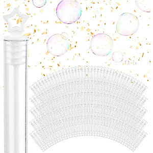 Wedding Bubbles Bulk - White Star Top Wands (100 Count) Individual Mini Bubble Wand Favors for Weddings, Celebration Party Favor for Guests - Stock Your Home