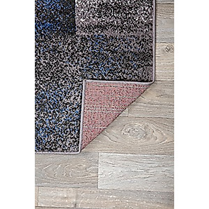 Rugshop Modern Distressed Boxes Area Rug 5' x 7' Blue