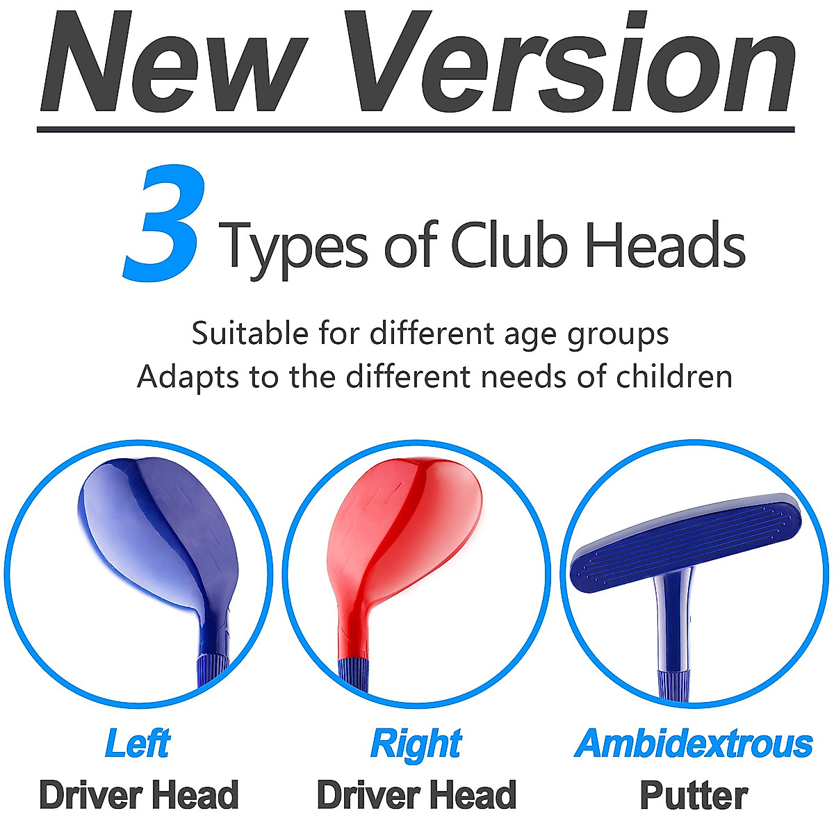 iPlay, iLearn Kids Golf Toys Set W/Left & Right Club Head, Indoor Outdoor Sport Toy, Training Golf Balls & Club Equipment, Active Exercise Gifts for 3 4 5 6 7 8 Year Olds Boys Toddler Child Girls