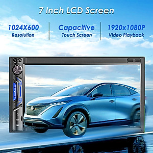 Double Din Bluetooth Car Stereo: 7 Inch LCD Touchscreen Car Audio Receiver - Mirrorlink MP5 Car Radio with AM FM RBDS Backup Camera USB SD AUX Subwoofer Phone Charge