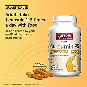 Jarrow Formulas Turmeric Curcumin Supplement - Curcumin 95, Turmeric Supplements, 500 mg for Antioxidant & Joint Support, 120 Capsules