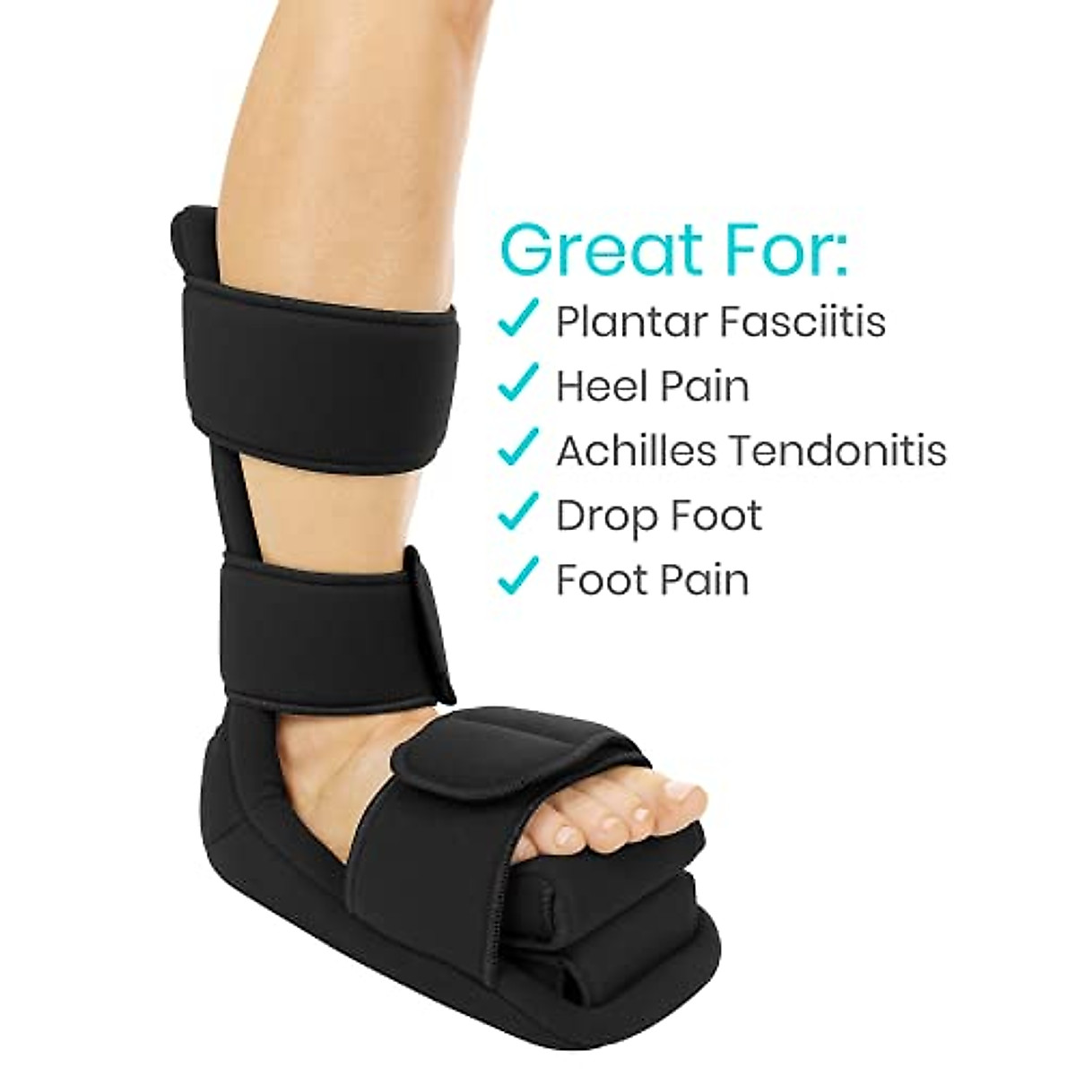 Vive Plantar Fasciitis Night Splint Plus Trigger Point Spike Ball - Soft Leg Brace Support, Orthopedic Sleeping Immobilizer Stretch Boot (Medium: Men's: 5.5-8, Women's 7-9.5)