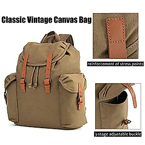 WINTMING Vintage Canvas Backpack Women Men Travel Rucksack Casual Laptop Backpack (Khaki)