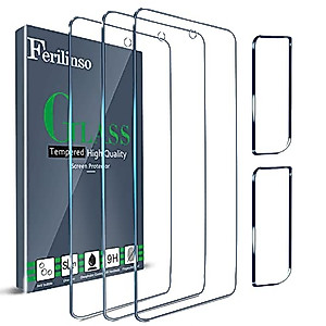 Ferilinso Designed for Samsung Galaxy S21 FE 5G Screen Protector, 3 Pack HD Tempered Glass with 2 Pack Camera Lens Protector [Case Friendly] [Bubble Free] [Easy Installation]