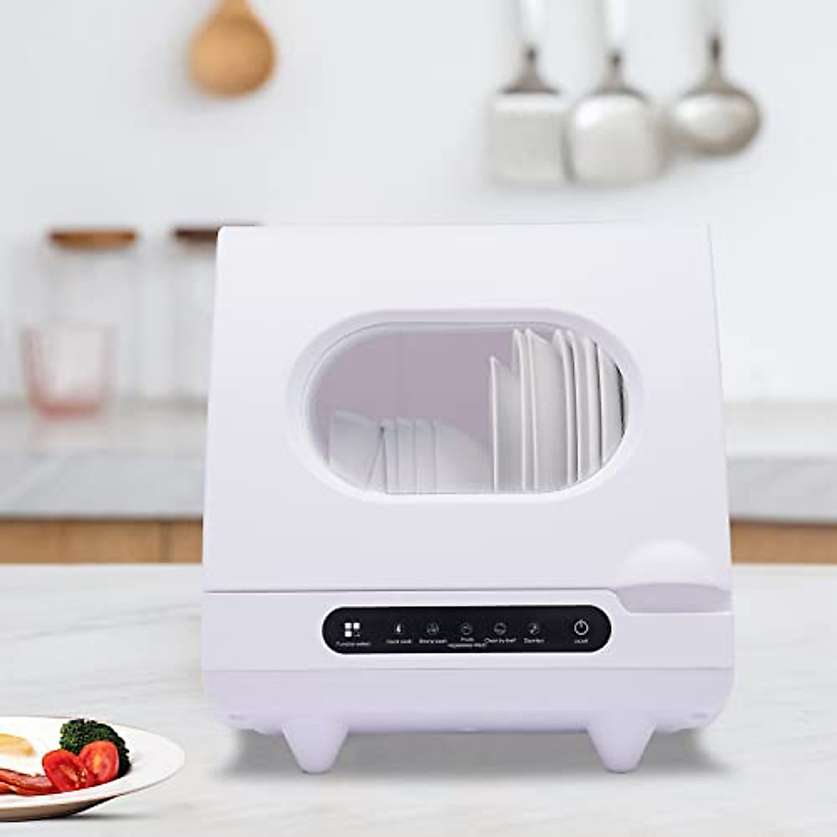 PIAOCAIYIN Countertop Dishwasher, 1200W Portable Mini Dish Washer, 5 Washing Progra, 360° Rotating Deep, Cleaning Tabletop Dishwasher, Mini Dishwasher for Houses, Dorms, Offices, RV