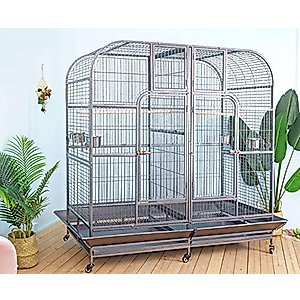 Double Cage with Center Divider for Bird Parrot Aviary W64xd32xh73
