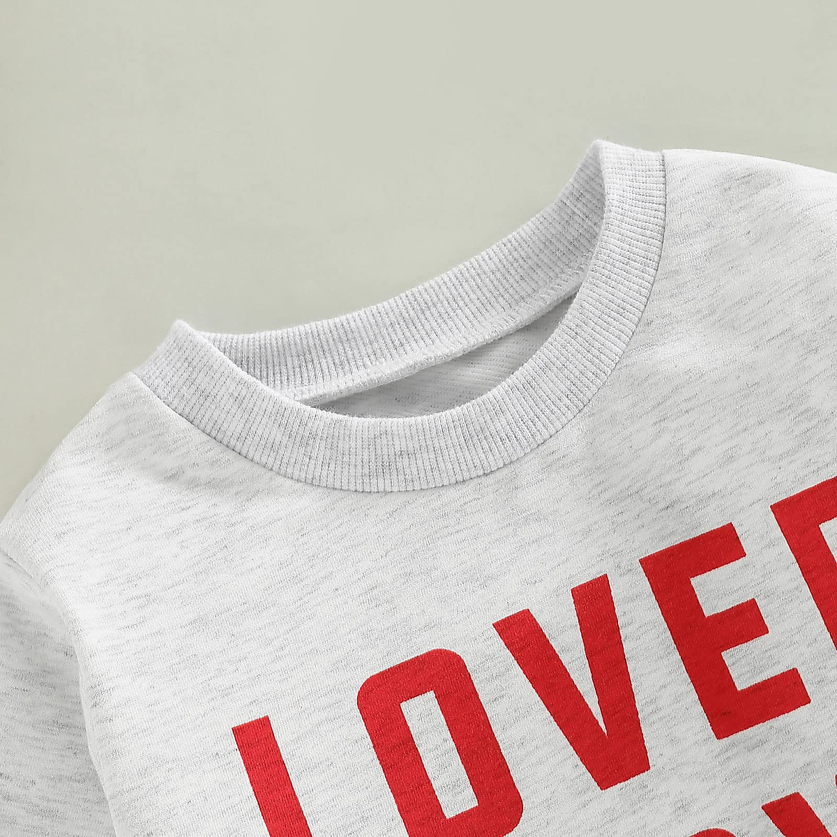 FIOMVA Baby Girl Boy Valentine's Day Outfits Love Print Long Sleeve Pullover Sweatshirt Overszied Sweater Fall Winter Clothes (Lover Boy-Grey B,18-24 Months)