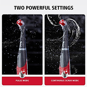 Rubbermaid Reveal Cordless Battery Power Scrubber, Gray/Red, Multi-Purpose Scrub Brush Cleaner for Grout/Tile/Bathroom/Shower/Bathtub, Water Resistant, Lightweight, Ergonomic Grip (1839685)