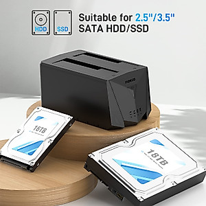 FIDECO USB 3.2 Gen 1 to Hard Drive Docking Station, Hard Drive Dock for 2.5 or 3.5 inch SATA I/II/III HDD SSD with Hard Drive Duplicator/Offline Clone Function and 2 USB Cables, Support UASP