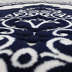 Modefa Luxury Foam Prayer Rug | Padded Cushion Janamaz Sajjada | One Inch Thick Soft Velvet Islamic Namaz Sajadah Carpet (Blue)