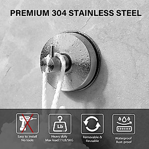 SVG HOME- Wall Hooks | 2 pcs Suction Cup Hooks Removable, Stainless Steel 304, for Most Household Walls | Shower Hooks Suction Cup | Towel Hooks for Bathrooms | Door Hanger Hook | Wall Hook (Silver)