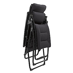 Lafuma Futura XL Air Comfort Zero Gravity Recliner (Acier Black) Extra Large Padded Folding Outdoor Reclining Chair