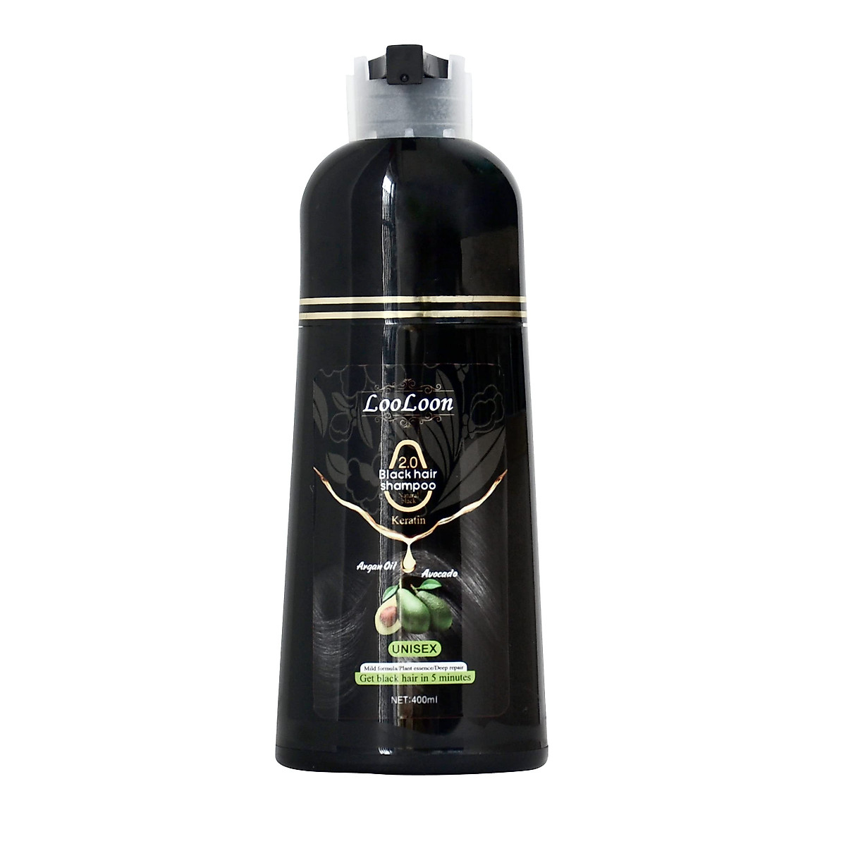 Black Hair Dye Shampoo for Men and Women, 400ml: Permanent Black Hair Dye Shampoo for dark hair with Natural ingredients, Ammonia-free black hair dye shampoo