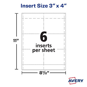 Avery Name Badge Inserts, Print or Write, 3 x 4 Inch, 300 Card Stock Refills (5392), White