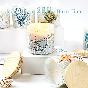 Jar Candles Scented with Lid Gift Set of 6 Ocean Theme Jar Different Fragrance Candles Soy Wax Aromatherapy Jar Candles Take Harsh Smells Away Candles for Home Scented Stress Relief and Relaxation