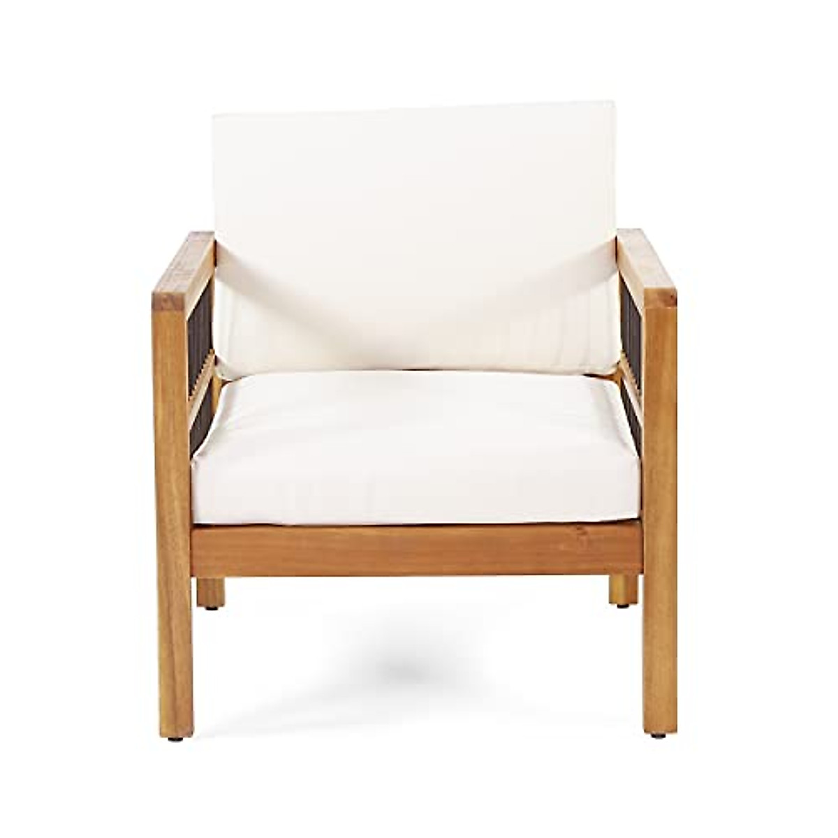 Christopher Knight Home Elias Chat Set, Beige + Teak + Black Metal