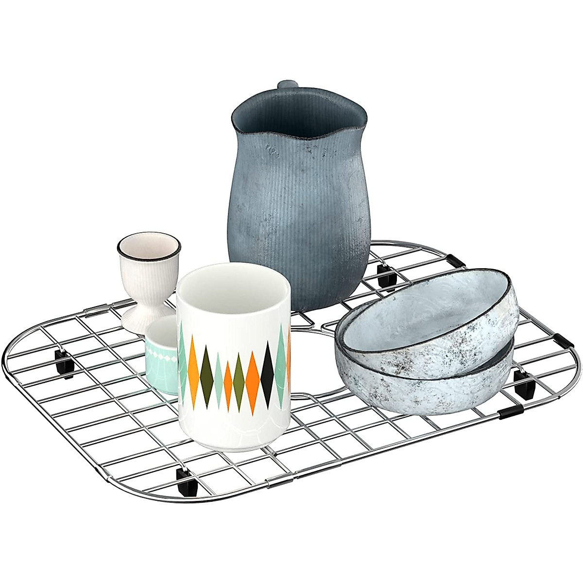 SANNO Kitchen Sink Grate Stainless Steel Sink Protector for Kitchen Sink Over The Sink Expandable Dish Drying Rack, Dish Drainer