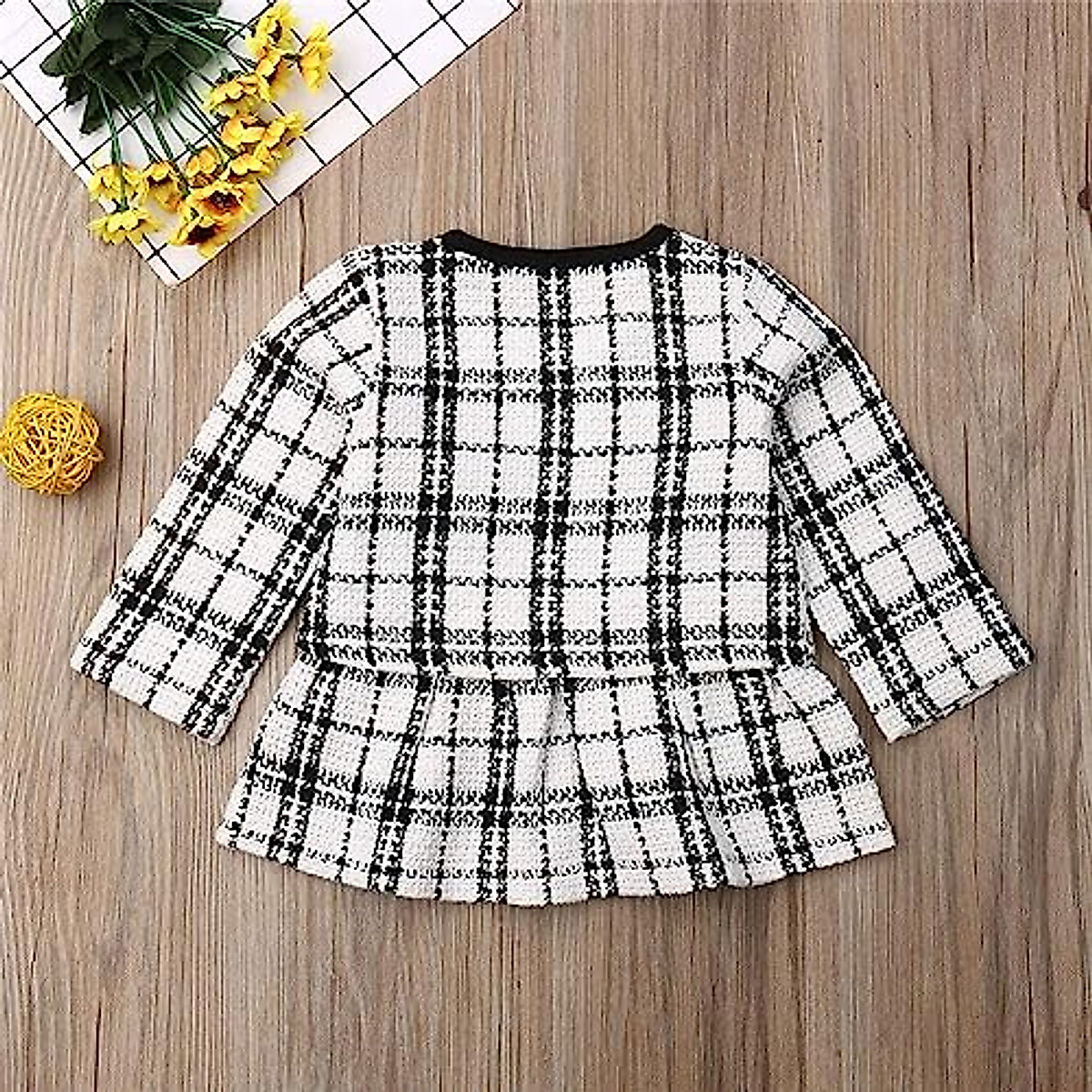 Rtnnsbbfcm Toddler Baby Girl Outfits Plaid Long Sleeve Tops Cardigan +Short Skirt Fall Winter Clothes