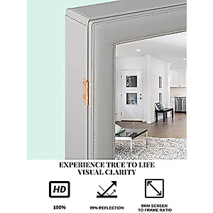 LUXFURNI Jewelry Armoire Organizer, Wall/Door Mounted Cabinet with Full Length Mirror (Grey)
