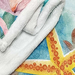 Sea Turtle Blanket Turtle Fleece Throw Blanket for Kids Girls Boys Aqua Teal Blue Super Soft Plush Beach Turtle Sherpa Blanket for Couch Sofa Bed Turtle Gifts for Women Turtle Lovers (50"x 60"inch)